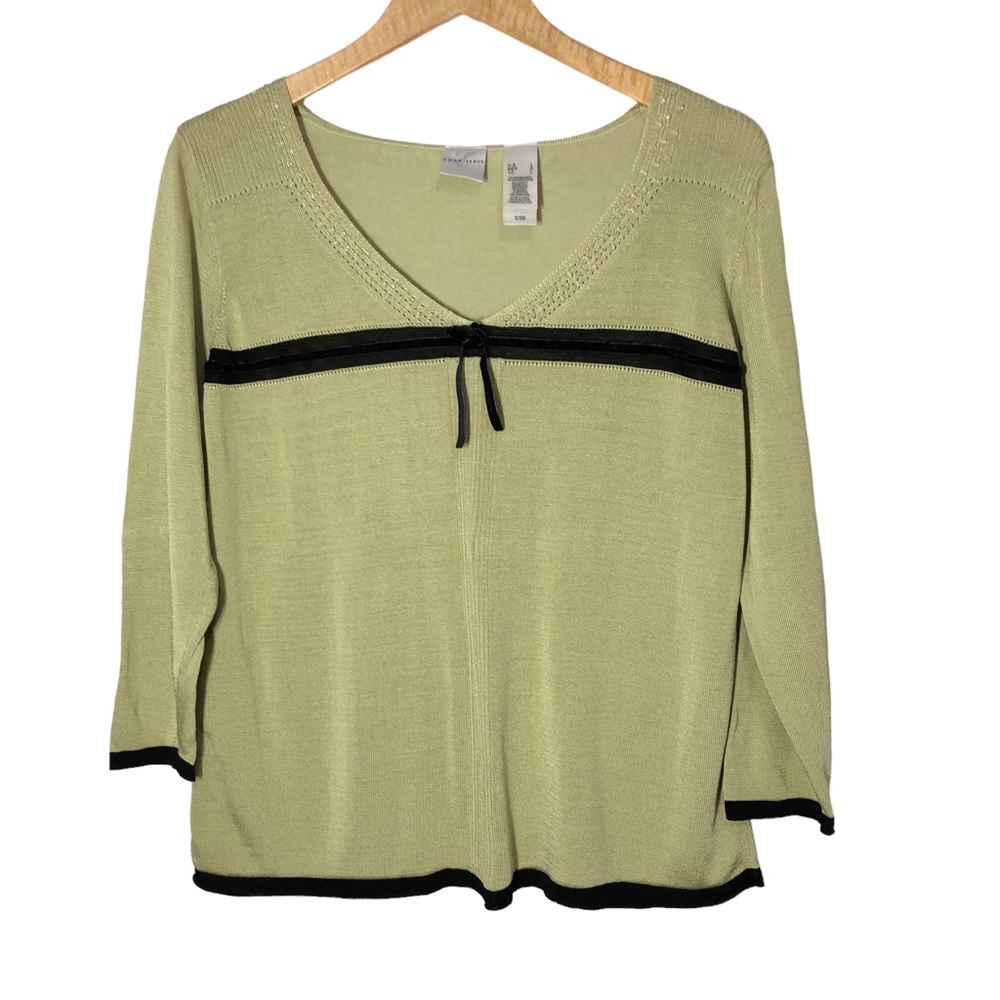 Emma James Vintage Green Silk Blend Sweater With Velv… - Gem